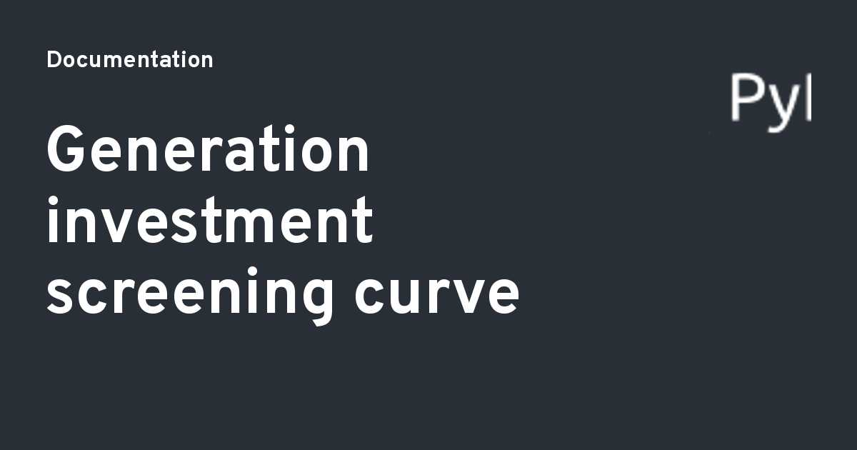 Screening Curves - Documentation