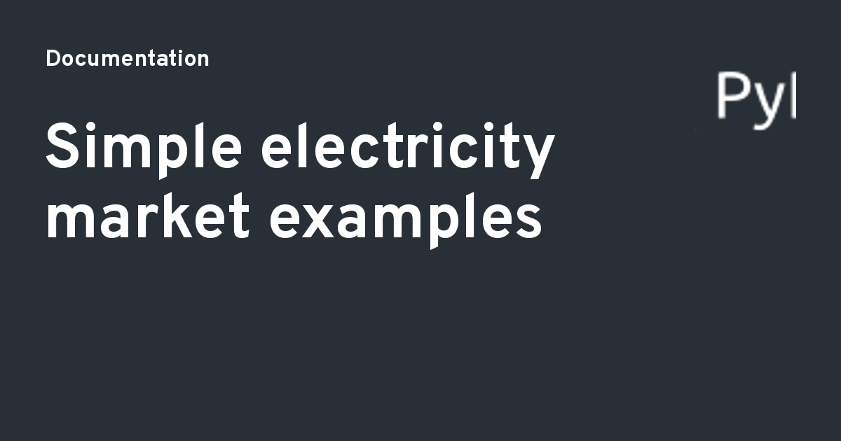 Electricity Markets - Documentation
